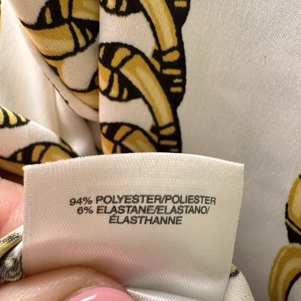 Kasper | Tops | Kasper White Career Blouse Size 4 79 Gold Chain Design ...